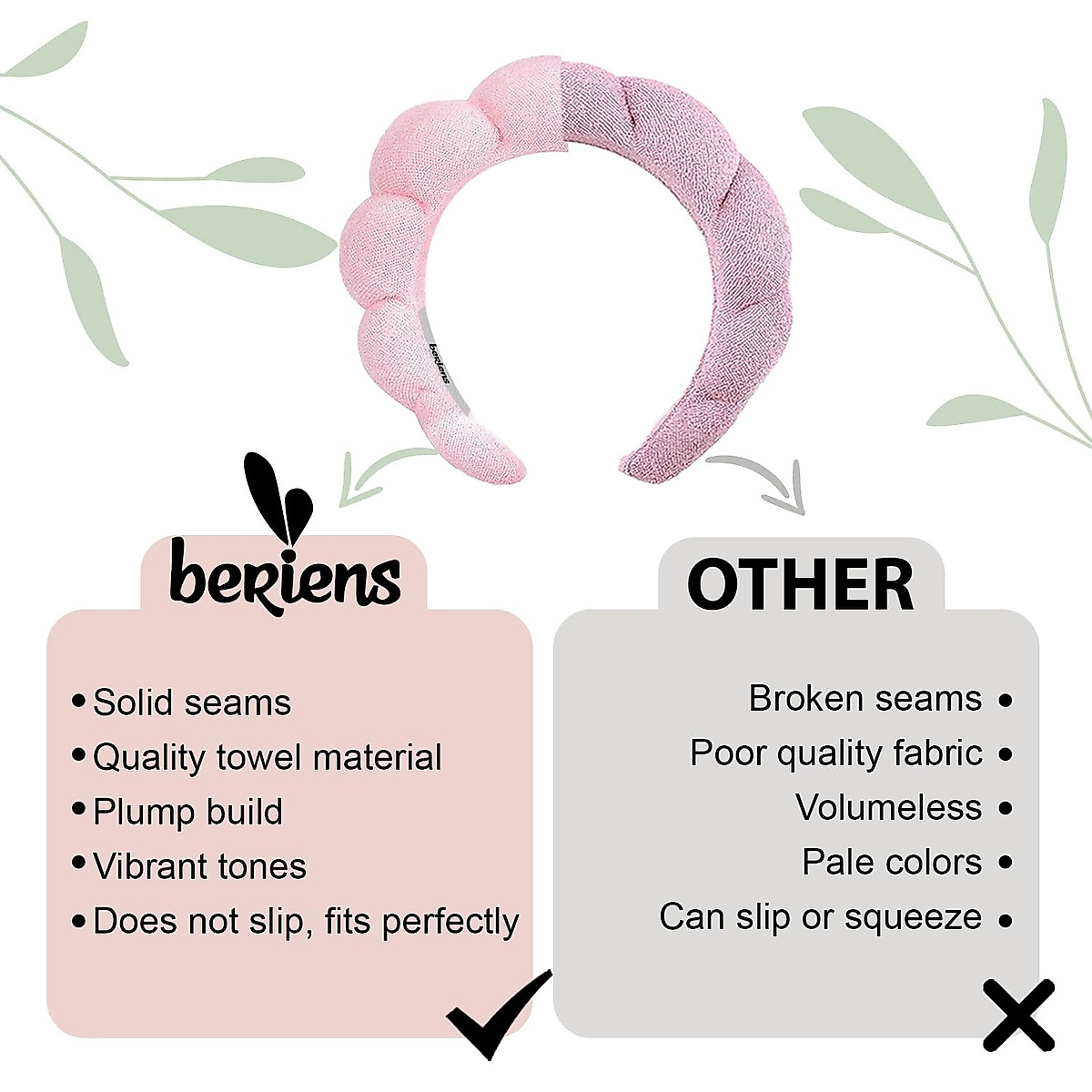 BERIENS Spa Headband - Make up headband - Black