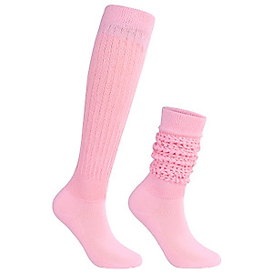 Century Star Scrunch Socks Leg Warmers for Women Pink Slouch Socks Womens Warm Knee High Long Socks Tube Socks Light Pink One Size