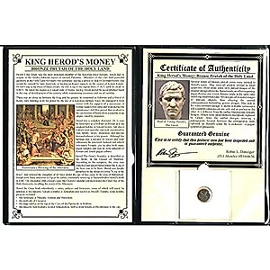 Ancient Roman Herod Prutah of The Holy Land Coin with Certificate and Album