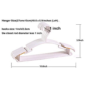 YYaaloa Kids Hangers 10 Pack White Baby Clothes Hangers Childrens Plastic Infant Hangers Very Durable Toddler's Hangers Space Saving for 1inch Closet Rod (White 10pcs)