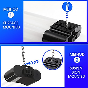 Linkable LED Shop Light, 4 FT Integrated Fixure for Garage, Daylight 5000K, 4000LM, Surface & Suspension Mount, ETL Listed, 4 Pack