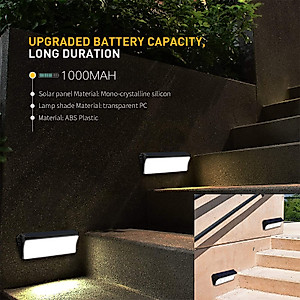 Solar Powered Deck Lights Solar Step Lights 6-Pack Wireless Waterproof Outdoor Stair Step Lights for Backyards Decks Driveway Fence Garden Garage Porch Pathway Patio Wall