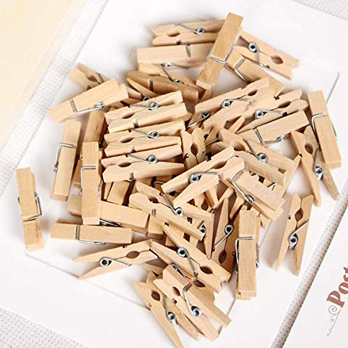 Aeyistry 50 Pcs Wooden Clothespins for Crafts, Natural Clothes Pins, Photo Picture Holder(1.4*0.28 inches)