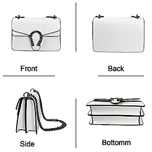 Crossbody Shoulder Bag for Women Luxurious Snake Print Leather Chain Tote Evening Square Handbag Satchel Purse White