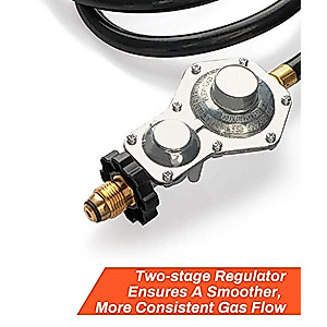 GASPRO 10FT Two Stage Propane Regulator Hose with P.O.L. and 3/8 Inch Female Flare for RV, Grill, Gas Stove, Range