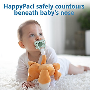 Dr. Brown's Baby Lovey Pacifier and Teether Holder, Sloth with Gray HappyPaci, 100% Silicone, 0-6m