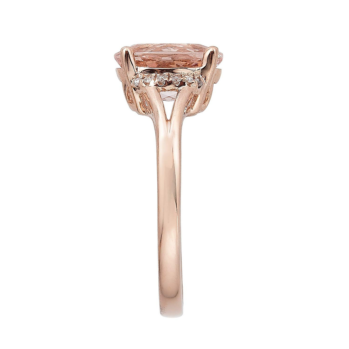 Gin & Grace 10K Rose Gold Natural Diamond (I1,I2) & Genuine Morganite Engagement Promise Propose Promise Ring for Women