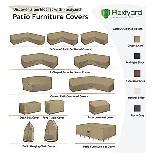 Flexiyard Patio Deck Box Cover, 63x30 Inch Fire Pit Cover with Straps and Handles, Waterproof Heavy Duty Outdoor Furniture Winter Cover for Keter, Suncast, Lifetime Container