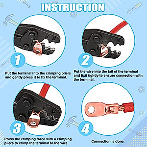 Glarks 10Pcs 8x3/8'' Copper Wire Lugs UL Listed Battery Cable Closed Ends Bare Copper Eyelets Tubular Ring Terminal Connectors