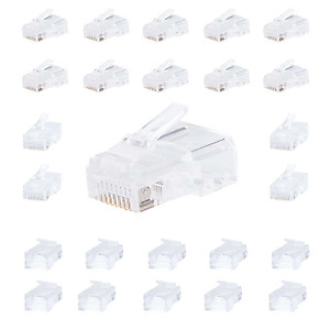Cat5e RJ45 Modular Plugs, 8P8C UTP Ethernet Crimp Connectors, Solid or Stranded Cable Ends, Gold-Plated Contacts (200 Pack)
