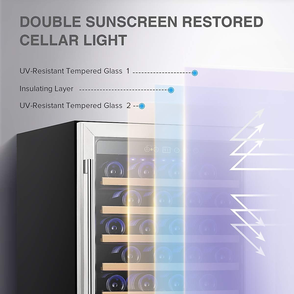 COLZER Premium 24 Inch Wine Cooler, 51 Bottle Wine Fridge with 2 Locks Humidity Control Intelligent Digital Upgrade Compressor Built in or Freestanding Wine Cellars for Home Office Bar