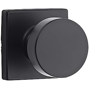 Kwikset Pismo Interior Passage Door Knob, Handle For Closet and Hallway Doors, Non-Locking Doorknob in Matte Black, with Microban Protection, Square Rose