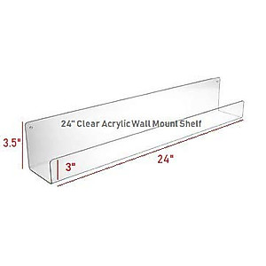 ACRYLICMEGASTORE 24" Clear Acrylic Floating Shelf, Invisible Spice Rack, Set of 2 Shelves