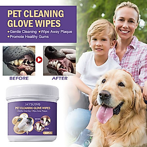 Lxso Teeth Cleaning Wipes for Dogs and Cats Disposable Gentle Cleaning & Gum Care Pet No-Rinse Dog Finger Toothbrush Wipes Pet Oral Cleansing Presoaked Teeth 50Pcs