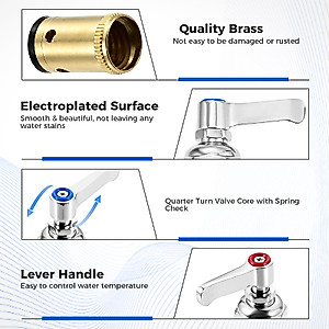 MOOTVGOO 2 Pack Handle Stem Assembly, Blue Cold and Red Hot Side Spindle Assembly Valve Replacement for T&S Brass Faucets, Replace 002714-40 002713-40