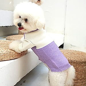 Kayto Dog Sweater, Long Sleeve Thermal Knitted,Dog Winter Clothes for Small Dogs Boy Girl, Pet Coat,Cat Sweatshirt Jacket Puppy Outfits Doggie (X-Large, Blue with Purple)