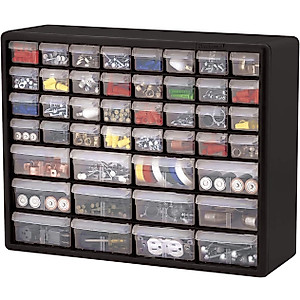 Akro-Mils 10144, 44 Drawer Plastic Parts Storage Hardware and Craft Cabinet, 20-Inch W x 6.37-Inch D x 15.81-Inch H, Black