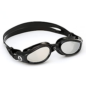 Aqua Sphere Kaiman Adult Swimming Goggles - The Original Curved Lens Goggle, Comfort & Fit for the Active Swimmer | Unisex Adult, Silver Titanium-Mirrored Lens, Black/Black Frame, EP3000101LMS