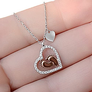 Aphrodite's Gift for New Mom, Baby Feet Heart Necklace Baby Gift Set, To My Mommy, Necklaces For Women, Gifts for Mom, Baby Shower Gifts, Mommy to be Gifts, Pregnancy Gifts for First Time Moms, Gift for New Mother