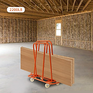 JooWing Drywall Cart, Drywall Sheet Carts with 2200 LBS Load Capacity, Heavy Duty Plasterboard Trolley w/Four Wheels, Service Dolly for Handling Sheetrock Sheet Panel Trolley Plate Panel Truck