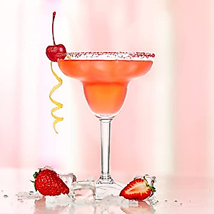 Suwimut Set of 6 Unbreakable Stemmed Margarita Glasses - 10oz Plastic Margarita Glasses Shatterproof Drinking Cups for Red or White Wine, Cocktail, Martini, Margarita - Great Holiday Wedding Gift