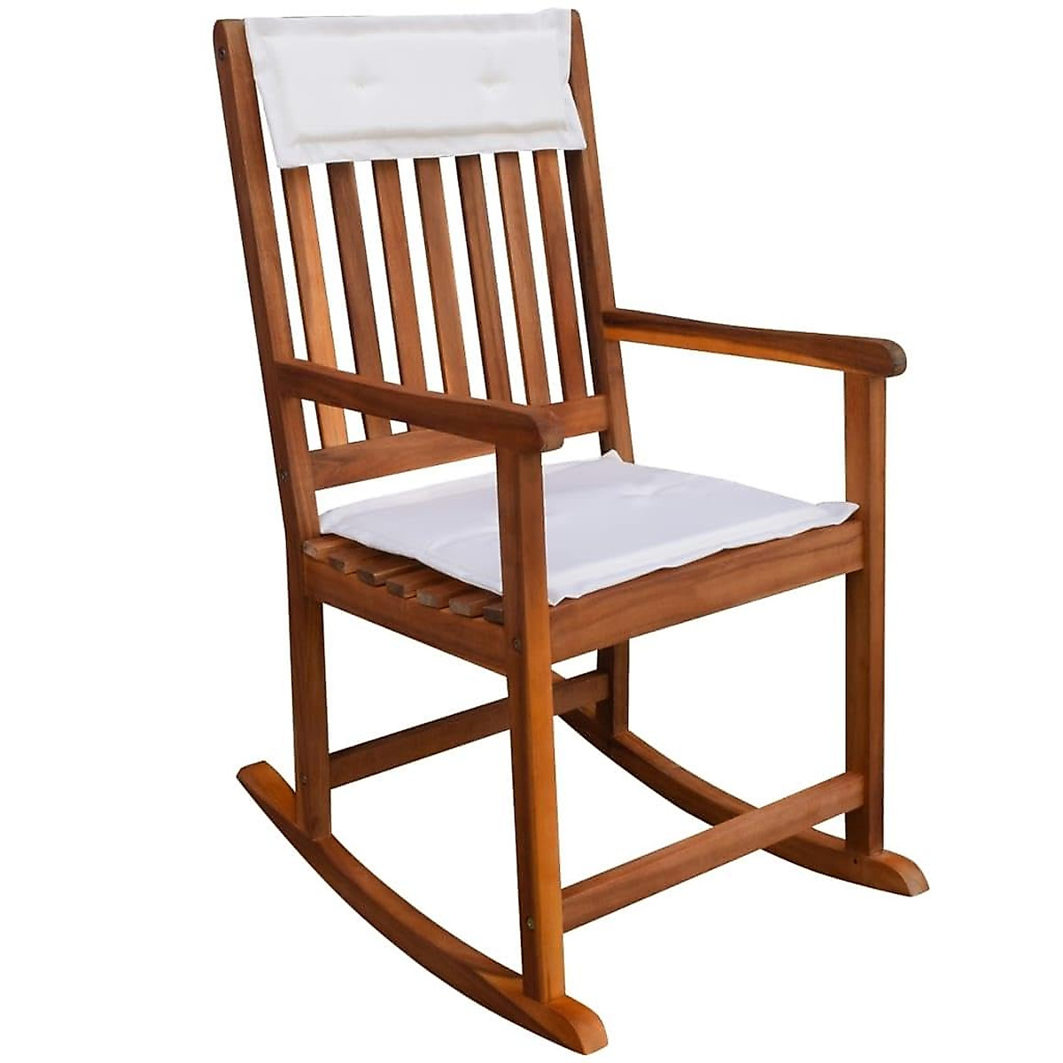 Ottjakin [Product Outdoor Rocking Chair - Acacia Wood Garden Furniture for Relaxation and Comfort - Outdoor Seating Option - Natural Wooden Porch Rocker-Brown