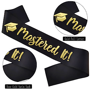 MUMUNN Mastered it Sash for Congrats Grad, Class of 2024 Finally Graduated Cheerleader Senior Graduated Sash for Graduation Party Supplies Favors, Black Gold