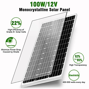 WERCHTAY 220 Watt Solar Panel 12V/24V Monocrystalline, 2 Pack of 110W High-Efficiency Module PV Power Charger Solar Panels for Homes Camping RV Battery Boat Caravan and Other Off-Grid Applications