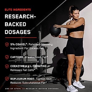 SteelFit Abs of Steel | Maximum Definition Skin Firming Lotion | 30-45 Days of Supply | Skin Tightening Cream for Sculpting Abs | L-Carnitine Supplement | Pre & Post Workout for Men & Women