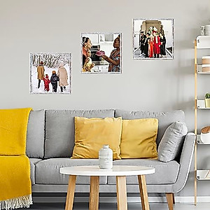 JCJMY 12x12 inch Picture Frame, Horizontal and Vertical Formats for Wall Hanging, 12 x 12 Wall Gallery Poster Photo Frame with Durable Shatter Resistant Plexiglass, Rustic White