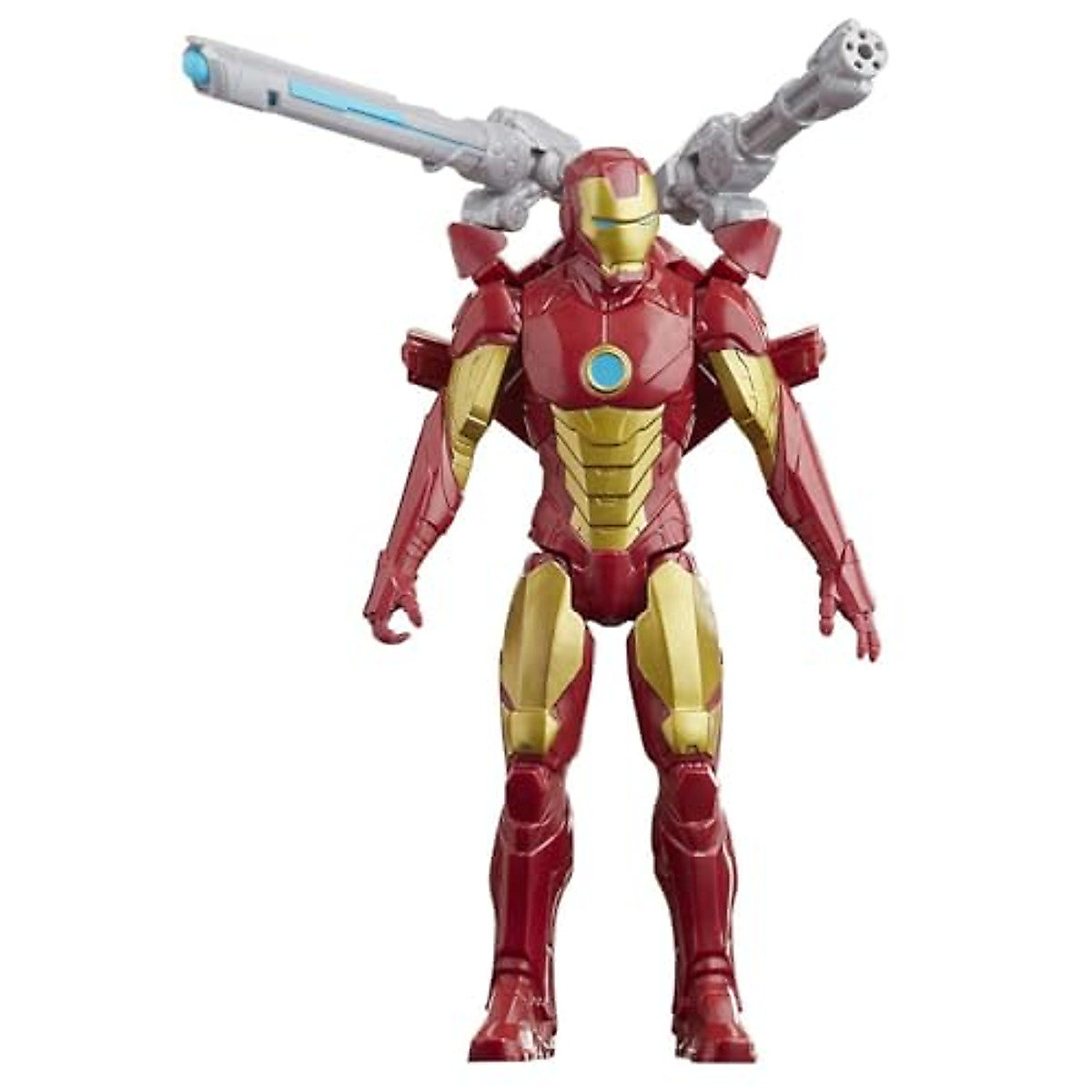 Avengers Marvel Titan Hero Series Blast Gear Iron Man Action Figure, 12-Inch Toy, with Launcher, 2 Accessories and Projectile, Ages 4 and Up, Red