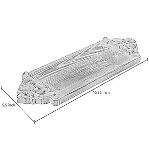 MyGift White Wooden Tray, Vintage Whitewashed Distressed Solid Wood Coffee/Tea Small Serving Tray