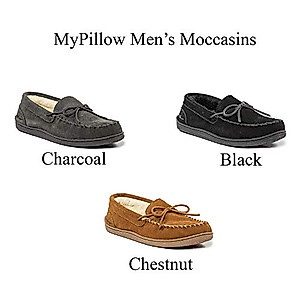 MySlipper Men's Size 11 Black Moccasin Slippers By:MyPillow