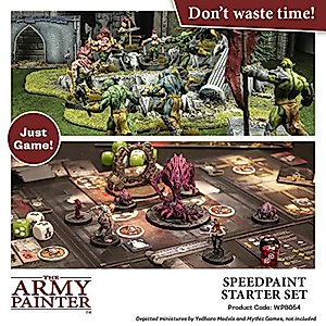 The Army Painter Speedpaint Starter Set - 10x18ml Speed Model Paint Kit Pre Loaded with Mixing Balls and 1 Brush- Base, Shadow and Highlight in One Miniature and Model Paint Set for Plastic Models