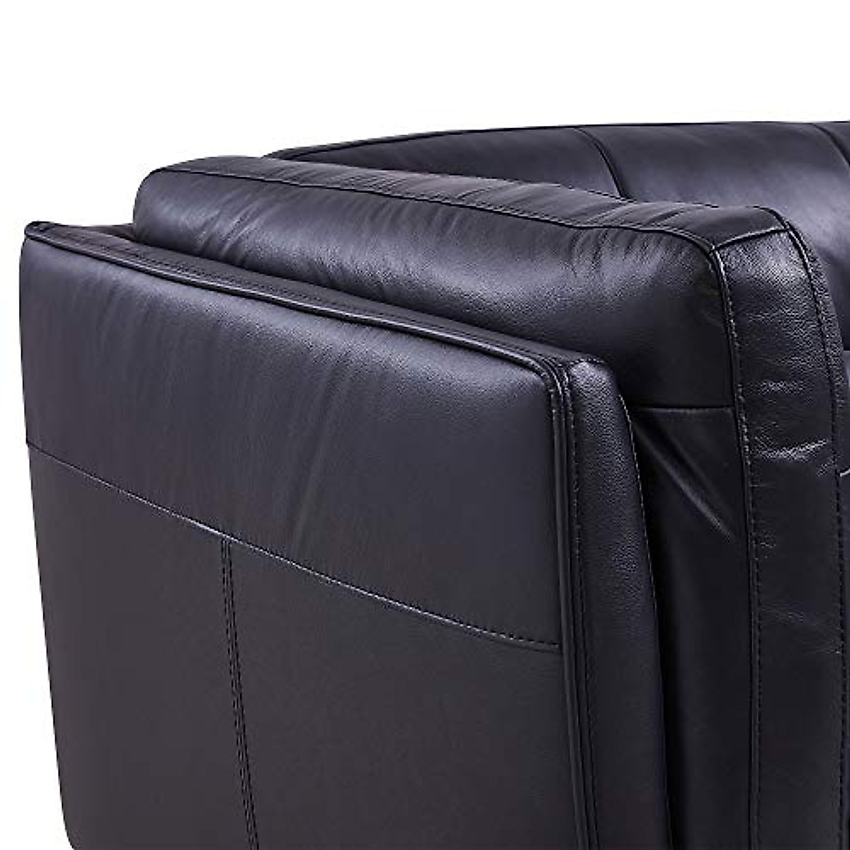 Armen Living Primrose Contemporary Top Grain Leather Power Recliner Living Room Sofa, Navy