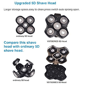 VSTSERIES Pro Bald Head Shaver,Electric Razor for Balder Man,Male Grooming Shaving Machine,Wet Dry Face Beard Trimmer,5D Rotary Close Shave Clipper,Bold Hair Shaver,Upgraded Detachable Cutter Blade