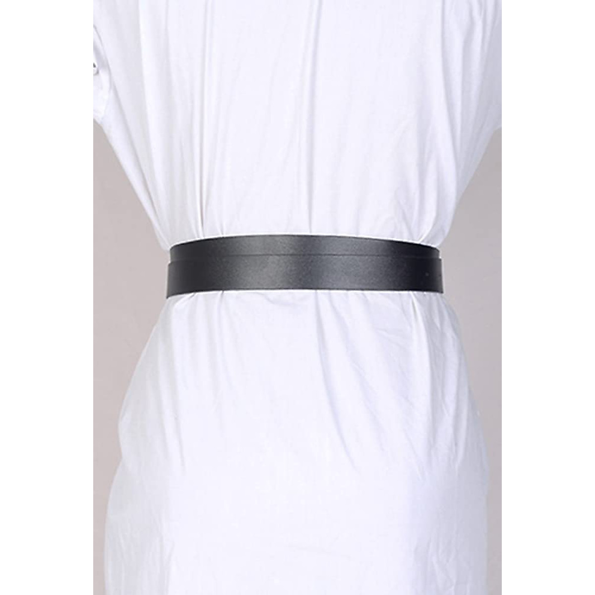 Block Garden Women Big Buckle Corset Belt Double Strap Tie Knot PU Leather Belts, 01 Black