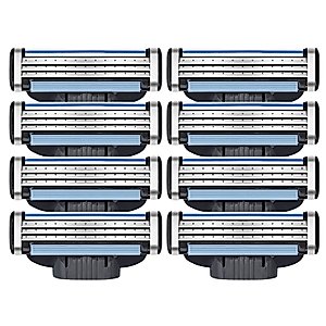 Razor Blades Refills, Mens Razor Blades, Turbo Razor Blades Refills, with Precision Cut Stainless Steel Blades, for Longer Hair Hard to Shave Spots (8Pcs)