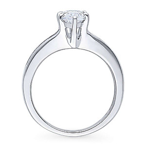 BERRICLE Sterling Silver Solitaire Wedding Engagement Rings 1.6 Carat Marquise Cut Cubic Zirconia CZ Promise Ring for Women, Rhodium Plated Size 5