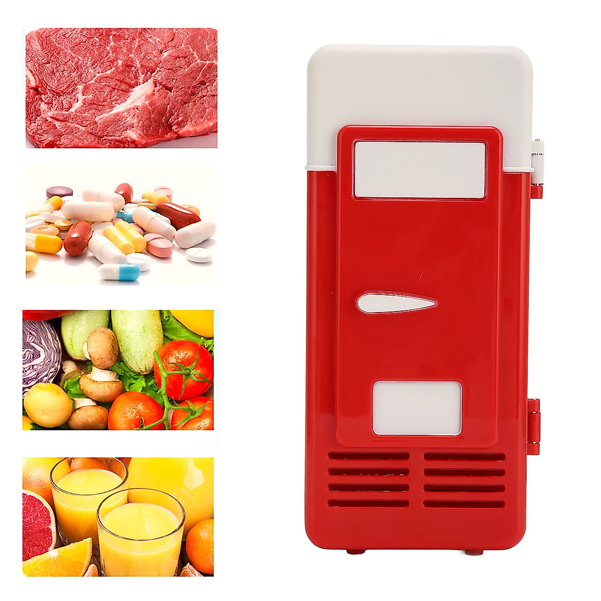 PUSOKEI Car Fridge, Isolated Cooling, Mini Fridge with Cooling and Heating Function, USB Powered, Energy Saving Semiconductor, Low Decibel, for Cosmetics Beverages(red)
