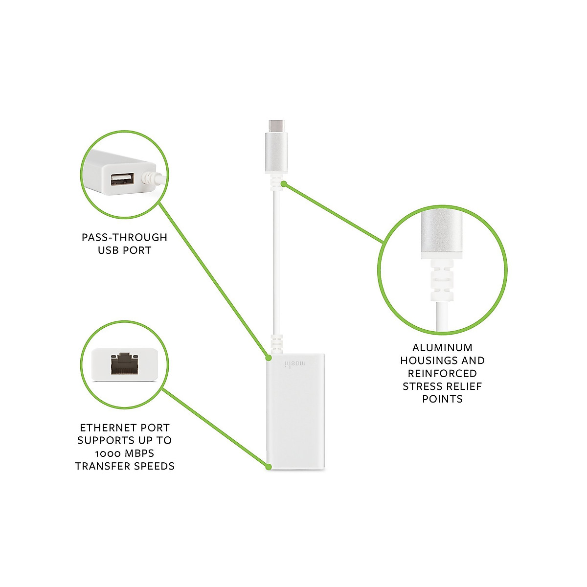 Moshi USB-C to Gigabit Ethernet Adapter - Silver