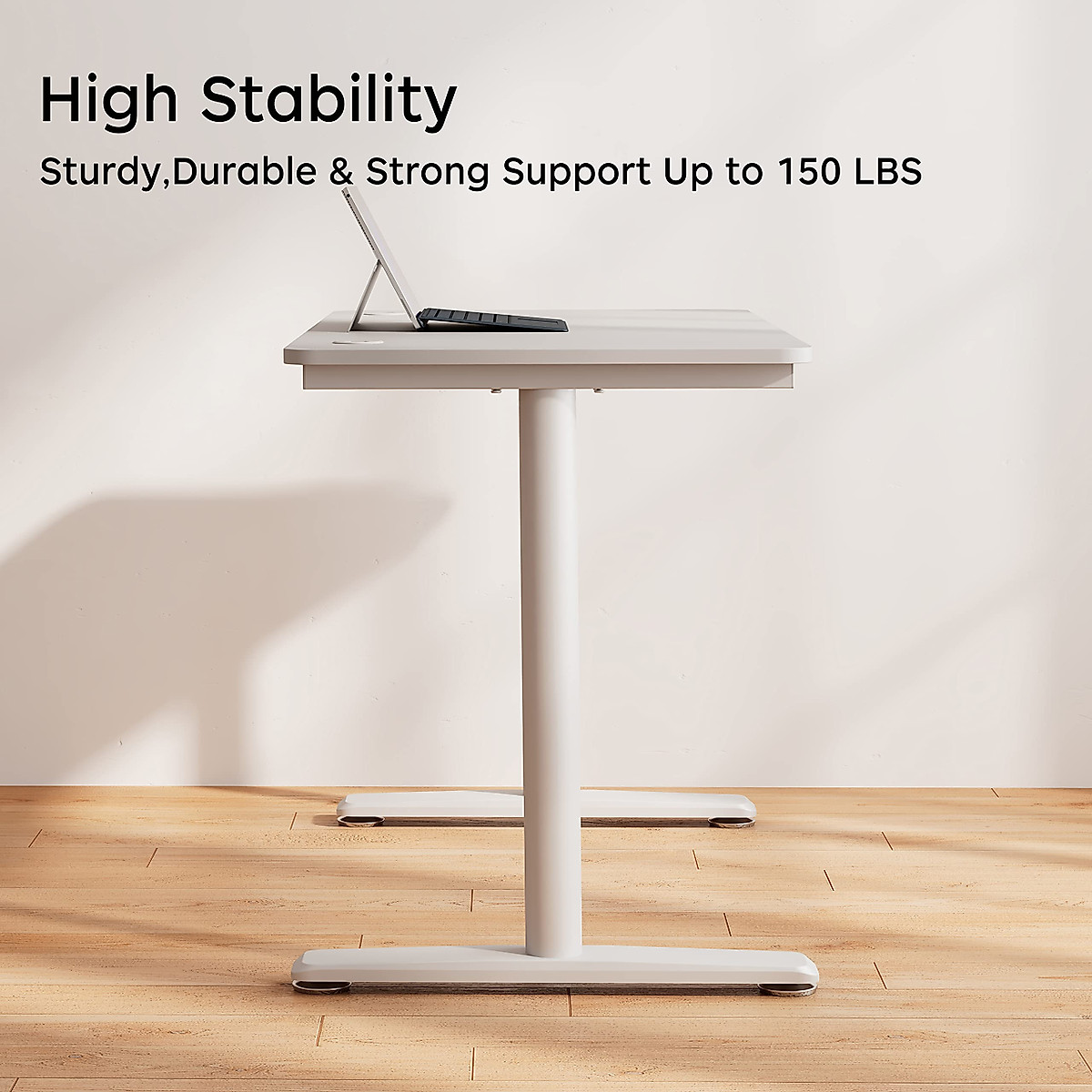 EUREKA ERGONOMIC Gaming Desk, 47 Inch White Computer Desk I Shaped Leg PC Gamer Desk Study Writing Working Laptop Table Home Office with Free Mouse Pad Sturdy Modern Workstation, Easy to Assemble