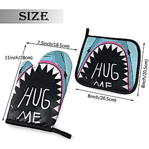 Shark Mouth Hug Me Oven Mitts and Pot Holders Sets of 2,Resistant Hot Pads,Flexible Cooking Oven Gloves for Microwave BBQ Cooking Baking Grilling
