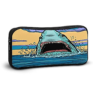 Dangerous Aggressive Shark in The Ocean Pencil Case Pencil Pouch Coin Pouch Cosmetic Bag Office Stationery Organizer