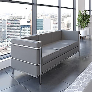 Flash Furniture Hercules Regal Series Contemporary Gray LeatherSoft Sofa with Encasing Frame