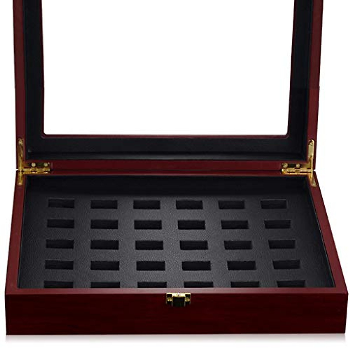 GZYF Championship Ring Display Case Sports Ring Storage Box Wooden Black Velvet , 30 Slot