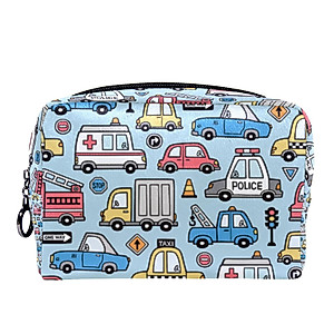 TBOUOBT Cosmetic Travel Bags, Makeup Case, Makeup Bag for Toiletries, Cartoon Various Cars
