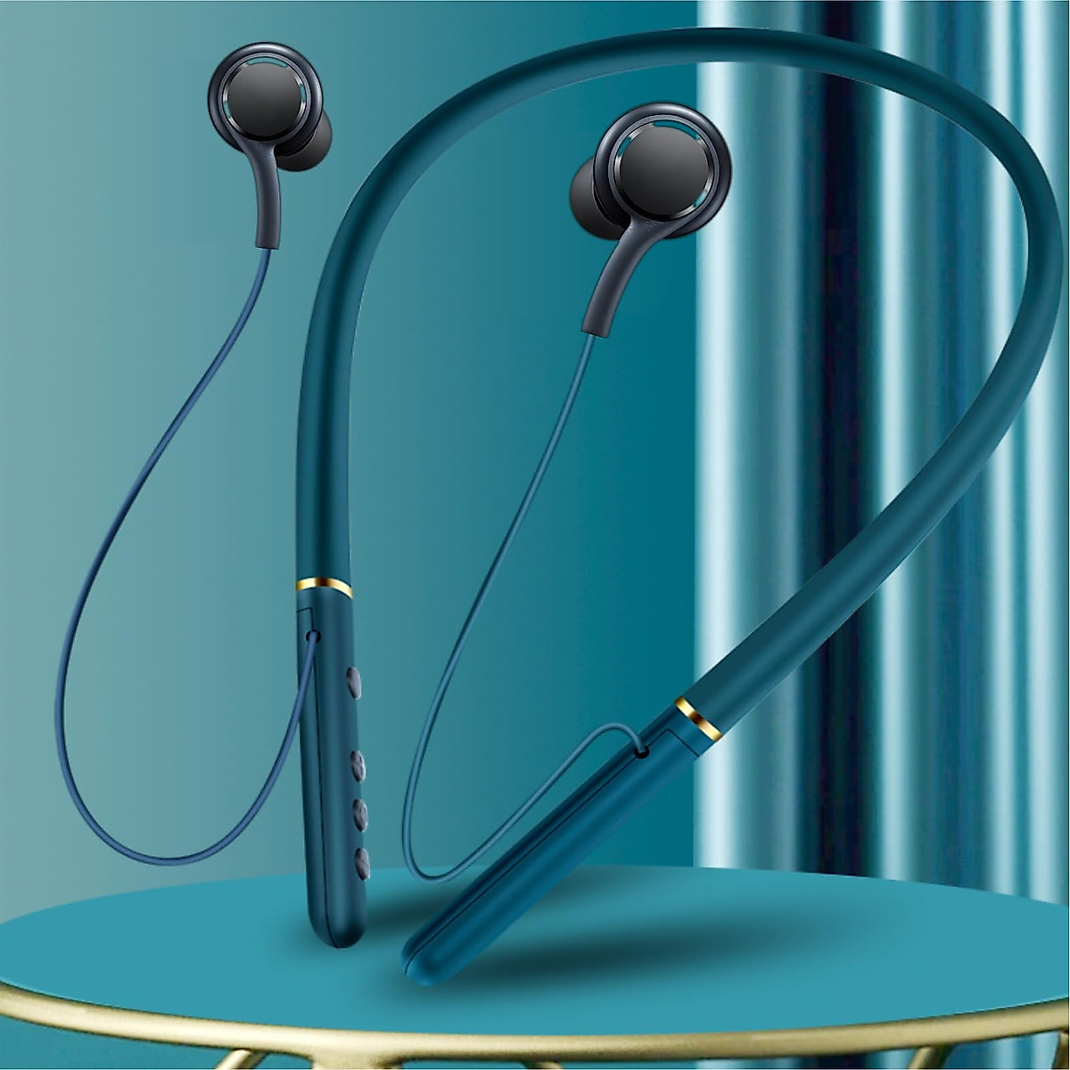 EGMITFX 2023 Sports Bluetooth Headset V5.2 Wireless Bluetooth Earbuds Neckband Headphones 48 Hours of Continuous Playback Time, Lossless Sound Support, Microphone and Volume Remote - Black