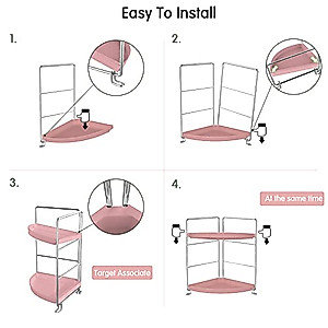 JANUS LiANG 2-Tier Bathroom Countertop Organizer Corner Perfume Shelf Stackable Cosmetic Storage Rack Vanity Tray (Pink & Silver)