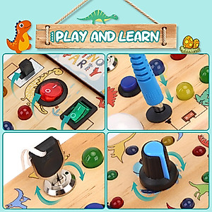 Dinosaur Light Switch Board - 8 LED Switches, Sensory Montessori Toy for 1+ Year Olds